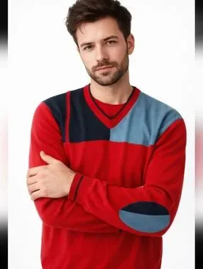Marcello Sport | Sweaters | Marcello Sport Merino Wool Blend Red Black ...